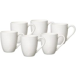 Ritzenhoff & Breker Becher &raquo;Saphir&laquo; Kaffeebecher, 6er Set, je 320 ml wei&szlig; Porzellan &Oslash; 8cm x 9,5cm, 320ml, 6 Stk.