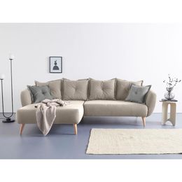 Home Affaire Ecksofa &raquo;Baggio formsch&ouml;ne Polsterecke, bequem, Breite 277cm, L-Form&laquo; Zierkissen inklusive grau B/H/T: 277cm x 80cm x 162cm, Struktur 