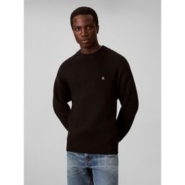 Calvin Klein Jeans Herren Strickpullover Rippstrick, Regular Fit, Logo-Stickerei XXL