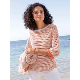 Inspirationen Damen 3/4 Arm-Pullover "Pullover", orange, Gr. 44, unifarben, 50% Baumwolle, 50% Polyacryl, Pullover