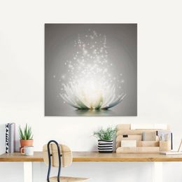 Artland Glasbild &raquo;Magie der Lotus-Blume&laquo; Blumen 1 Stk. tlg. grau B/H/T: 125cm x 50cm, Glasbild Blumen, 1 Stk.