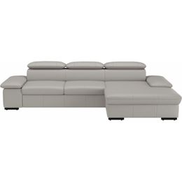 Sit & More sit&more Ecksofa &raquo;Alcudia L-Form&laquo; wahlweise mit Schlaffunktion grau B/H/T: 286cm x 73cm x 174cm, NaturLEDER , Recamiere rechts,mit Kopfteilverstellung