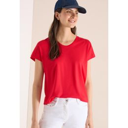 Cecil Damen T-Shirt, rot, Gr. XL, unifarben, Jersey, Obermaterial: 50% Baumwolle, 50% Modal, Shirts, mit elastischem Bund