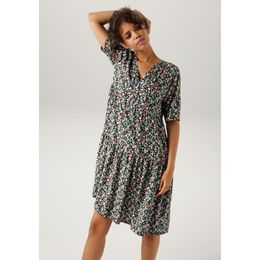 Aniston Casual Damen Aniston CASUAL Sommerkleid mit buntem Minimal-Blumendruck bunt 38, N-Gr