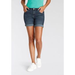 Arizona Damen Jeansshorts &raquo;Ultra-Stretch&laquo; extra eng geschnitten, krempelbare Beinabschl&uuml;sse blau 36, N-Gr