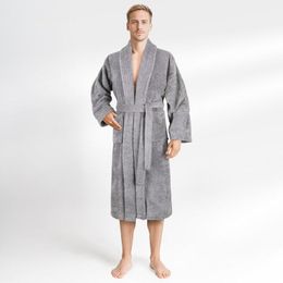 HAMMETEX Herrenbademantel &raquo;hergestellt aus 100% Baumwolle &ndash; 380 g/m&sup2; Frottee, mit Taschen&laquo; 1 Stk. saugf&auml;hig & Weich grau Baumwolle 3XL