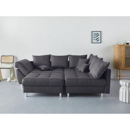 Collection AB Ecksofa &raquo;Innsbruck L-Form, B: 247 cm&laquo; Set: Sofa & Hocker, 3 Zierkissen, Federkern grau Microfaser PRIMABELLE (100% Polyester), Struktur 