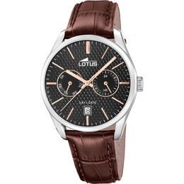Lotus Herren Multifunktionsuhr &raquo;Multifuncion&laquo; Quarzuhr, Armbanduhr, Herrenuhr, Lederarmband, analog, Tag, Wochentag Einheitsgr&ouml;&szlig;e