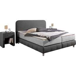 Home Affaire Boxspringbett &raquo;Cesson, in verschiedenen Breiten&laquo; inkl. Topper, wahlweise in H2, H3 oder H4 erh&auml;ltlich grau Struktur, Liegefl&auml;che B/L: 