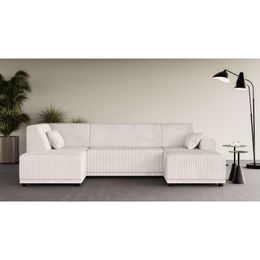 Home Affaire Wohnlandschaft &raquo;TAMMO&laquo; U-Form beige 100% Polyester B/H/T: 296cm x 80cm x 162cm, Cord, Recamiere rechts