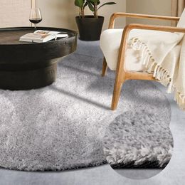 Hanse Home Hochflor-Teppich &raquo;Olaf&laquo; rund 38 mm H&ouml;he Langflor, Shaggy, einfarbig, flauschig, weich, gl&auml;nzend, modern, uni grau Polyester &Oslash; 160cm 1 Stk.,