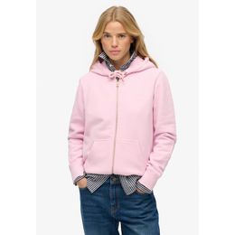 Superdry Damen Kapuzensweatjacke &raquo;Essential Logo Ziphood Hb&laquo; Mit Logostickerei rosa M
