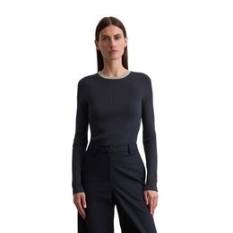 Marc O'Polo MARC O'POLO Damen Rundhalspullover "aus Viskose-Mix", blau, Gr. XS, unifarben, Obermaterial: 80% Viskose, 20% Polyester, Pullover