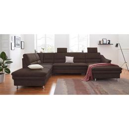 Sit & More sit&more Wohnlandschaft &raquo;Cardoso U-Form&laquo; mit Federkern und Kopfst&uuml;tzen, mit Schlaffunktion und Relaxfunktion braun Luxus-Microfaser 1 (100% Polyester)