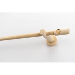 Garesa Gardinenstange &raquo;PANDRI&laquo; &Oslash; 20 mm 1 l&auml;ufig-l&auml;ufig Wunschma&szlig;l&auml;nge Vorhanggarnitur, verl&auml;ngerbar, gerader Knopf mit Ausschnitt beige Holzwerkstoff 