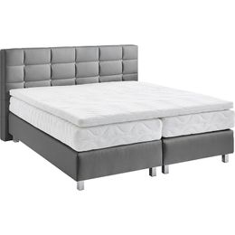 Westfalia Schlafkomfort Boxspringbett mit Kn&ouml;pfen in Kristalloptik, wahlweise mit Topper grau Bezug: Kunstleder, Polyurethan;Polsterung: 100% Polyester Kunstleder Ohne Topper