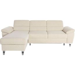 Sit & More sit&more Ecksofa &raquo;Sorano L-Form&laquo; wahlweise mit Schlaffunktion und Bettkasten beige B/H/T: 250cm x 88cm x 161cm, Struktur fein, Recamiere links,mit 