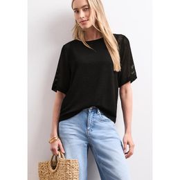 Street One Damen Street One 2-in-1-Shirt Sommershirt aus Mesh mit U-Boot-Ausschnitt schwarz 38