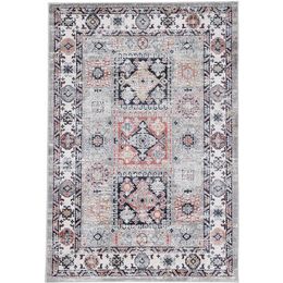 CarpetFine Teppich &raquo;Vintage Kazach&laquo; rechteckig 6 mm H&ouml;he Orient Vintage Look, Wohnzimmer grau Polypropylen (PP) B : 80cm 1 Stk., 6mm, L: 150cm