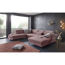 Sit & More sit&more Wohnlandschaft &raquo;Percy U-Form&laquo; 12 cm Fu&szlig;h&ouml;he, Sitztiefenverstellung, wahlweise in 2 Fu&szlig;farben lila B/H/T: 343cm x 235cm, Luxus-Microfaser 
