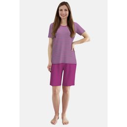 G&ouml;tzburg G&ouml;tzburg Damen G&Ouml;TZBURG Shorty atmungsaktiv, gestreift, Kurzarm, Rundhalsausschnitt, Baumwolle pink 44