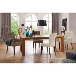 Home Affaire Esszimmerstuhl &raquo;Queen&laquo; (Set) 2 Stk.Polsterstuhl mit Knopfheftung, 2er, 4er oder 6er Set braun Polyester B/H/T: 46cm x 93cm x 64cm, 2 Stk.
