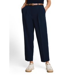 Tom Tailor Damen Tom Tailor Bundfaltenhose &raquo;Barrel Leg&laquo; Sommerhose mit G&uuml;rtel blau 42, L&auml;nge 28