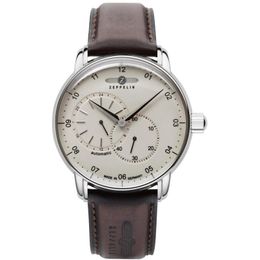 Zeppelin Herren Zeppelin Automatikuhr &raquo;New Captain ́s Line Superluminova&laquo; Mechanische Uhr, Armbanduhr, Herrenuhr, Lederarmband, Made in Germany braun 
