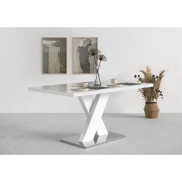 OTTO home Esstisch &raquo;Ali, Modernes Design&laquo; Tisch, K&uuml;chentisch, OTTOs Choice, Breite 160 cm, wei&szlig; Hochglanz, Bodenplatte aus Metall wei&szlig; B/H/T: 160cm x 