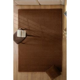 Wecon Home Teppich &raquo;Castello THREE&laquo; rechteckig 7 mm H&ouml;he Schurwolle, Kurzflor mit Hoch-Tief-Effekt, Wohnzimmer, Punktmuster braun Schurwolle B : 160cm