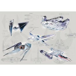 Komar Vliestapete &raquo;Digitaldruck Vlies - Star Wars Blueprint Light - Gr&ouml;&szlig;e 400 x 280 cm&laquo; bedruckt glatt Kinderzimmer blau Vlies B/L: 400m x 280m, Rollen: 1
