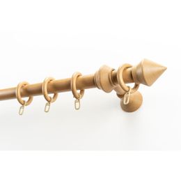 Garesa Gardinenstange &raquo;Palmo&laquo; &Oslash; 28 mm 1 l&auml;ufig-l&auml;ufig Wunschma&szlig;l&auml;nge Vorhanggarnitur aus Holz, verl&auml;ngerbar, mit Ringe/2 Lauf Gleiter beige 
