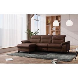 Sit & More sit&more Ecksofa &raquo;Astoria L-Form&laquo; wahlweise mit motorischer Relaxfunktion braun 100% Polyester B/H/T: 260cm x 91cm x 175cm, Luxus-Microfaser ALTARA 