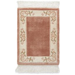 LUXOR living Wollteppich &raquo;Giza, handgekn&uuml;pft&laquo; rechteckig 12 mm H&ouml;he reine Wolle, mit Bord&uuml;re & Fransen, Orient-Teppich, Wohnzimmer rosa Obermaterial: 