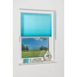 K-home Plissee &raquo;Klemmfix Pisa&laquo; Lichtschutz ohne Bohren verspannt Crushed-Optik blau Obermaterial: 100% Polyester 130cm, zweiseitig verschiebbar, 120cm
