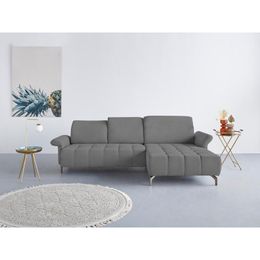 OTTO home Ecksofa &raquo;Fresh L-Form&laquo; Federkern, wahlweise Kopfteilverstellung und motorischer Vorziehsitz grau 100% Polyester B/H/T: 281cm x 79cm x 185cm,