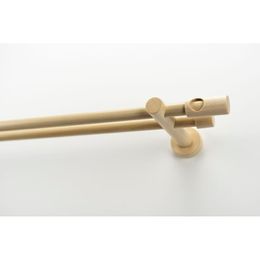 Garesa Gardinenstange &raquo;PANDRI&laquo; &Oslash; 20 mm 2 l&auml;ufig-l&auml;ufig Wunschma&szlig;l&auml;nge Vorhanggarnitur, verl&auml;ngerbar, gerader Knopf mit Ausschnitt beige Holzwerkstoff 