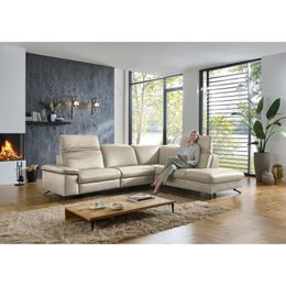 Die PlanBar Ecksofa &raquo;PN-EM20091, L-Form, Breite 297 cm&laquo; inkl. Kopfteilverstellung, optional elektr. Relaxfunktion u. Stauraum beige B/H/T: 297cm x 