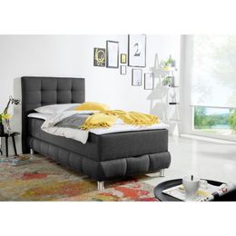 Home Affaire Boxbett &raquo;Vaasa&laquo; inkl. Bettkasten & Topper, XXL-Ausf&uuml;hrung, &Uuml;berl&auml;nge 220 cm grau Struktur, Liegefl&auml;che B/L: 90cm x 200cm, H2 + H2, 
