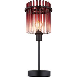 Globo LIGHTING Tischleuchte &raquo;GORLEY&laquo; E14 1 Stk. Tischlampe schwarz Glasst&auml;be gr&uuml;n klar verlaufend elegant rot &Oslash; 15cm H: 37,5cm, 1 Stk.