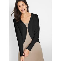 bonprix Damen Bolero "Kurze Strickjacke mit Viskose", schwarz, festlich, Gr. 40, Feinstrick, Obermaterial: 80% Viskose, 20% Polyamid, Strickjacken,