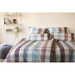 Elegante Bettw&auml;sche &raquo;Kuschel Karo&laquo; 2 angenehmes Hautgef&uuml;hl Mako-Jersey, Obermaterial: 100% Baumwolle B/L: 155cm x 220cm, 1 Stk., 1 Stk., Mako-Jersey, B/L: 80cm