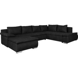 Home Affaire Wohnlandschaft &raquo;Acra U-Form&laquo; mit Bettfunktion und Bettkasten, in Mattenoptik grau 100% Polyester B/H/T: 325cm x 83cm x 229cm, Luxus-