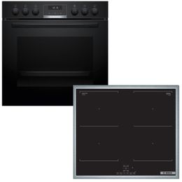 Bosch Induktions Herd-Set &raquo;HEB517BB4&laquo; mit Backwagen Hydrolyse Backwagen mit ausziehbarer T&uuml;r f&uuml;r bequemes Kochen & Backen schwarz LCD-Display 