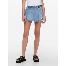 Only Damen Only Jeansrock &raquo;ONLTEXAS &ndash; Destroyed Effekt f&uuml;r trendigen Hosenrock-Stil&laquo; figurbetont, Denim/Jeans, Baumwolle, Destroyed Effekt, unifarben 