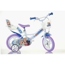 DINO BIKES Kinderfahrrad &raquo;12" Snowqueen Kinderfahrrad M&auml;dchen stabiler Stahl-Rahmen St&uuml;tzr&auml;der&laquo; 1 Gang mit St&uuml;tzr&auml;dern, Korb und Puppensitz wei&szlig; 21cm, 12 Zoll (