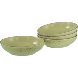 Creatable Schale &raquo;Nature Collection, Poke Bowl, &Oslash; 22,5 cm, 4-tlg&laquo; 4 Stk. aus Steinzeug Handwerklicher Look, Vintage, H&ouml;he 5 cm gr&uuml;n Steinzeug &Oslash; 22,5cm