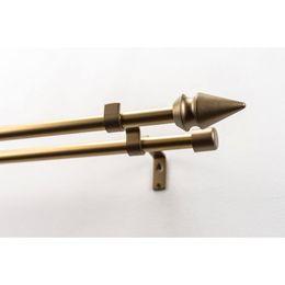 Garesa Gardinenstange &raquo;SPYRNA mit offenem Tr&auml;ger&laquo; &Oslash; 16 mm 2 l&auml;ufig-l&auml;ufig Wunschma&szlig;l&auml;nge Vorhanggarnitur, verl&auml;ngerbar, Spitze, ohne Ringe gold 