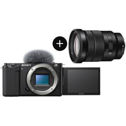 Sony Systemkamera &raquo;Set: SELP18105G Objektiv + ZVE10BDI&laquo; SELP18105G, 24,2, Bluetooth schwarz Kristallklarer Sound dank direktionalem 3-Kapsel-Mikrofon mit 