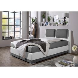 Maintal Boxspringbett verstellbare Kopfst&uuml;tze grau Strukturstoff-Bezug 100% Polyester;Kunstleder 100% PU;Bezug der Spiegelfl&auml;che Matratzendrell aus 100% 